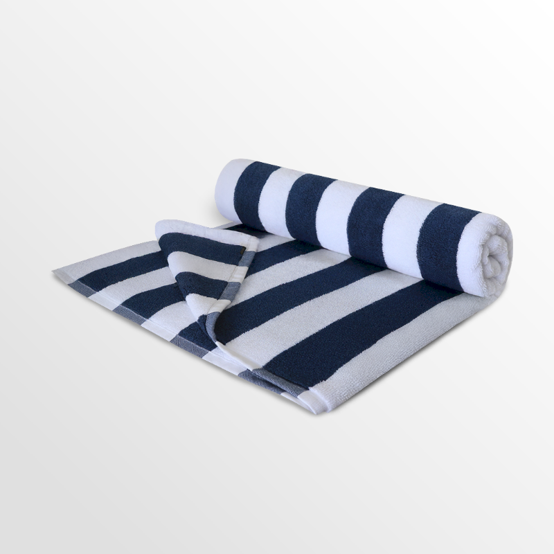IndoLinen Pool Towel Stripe White/Navy Blue | IndoLinen