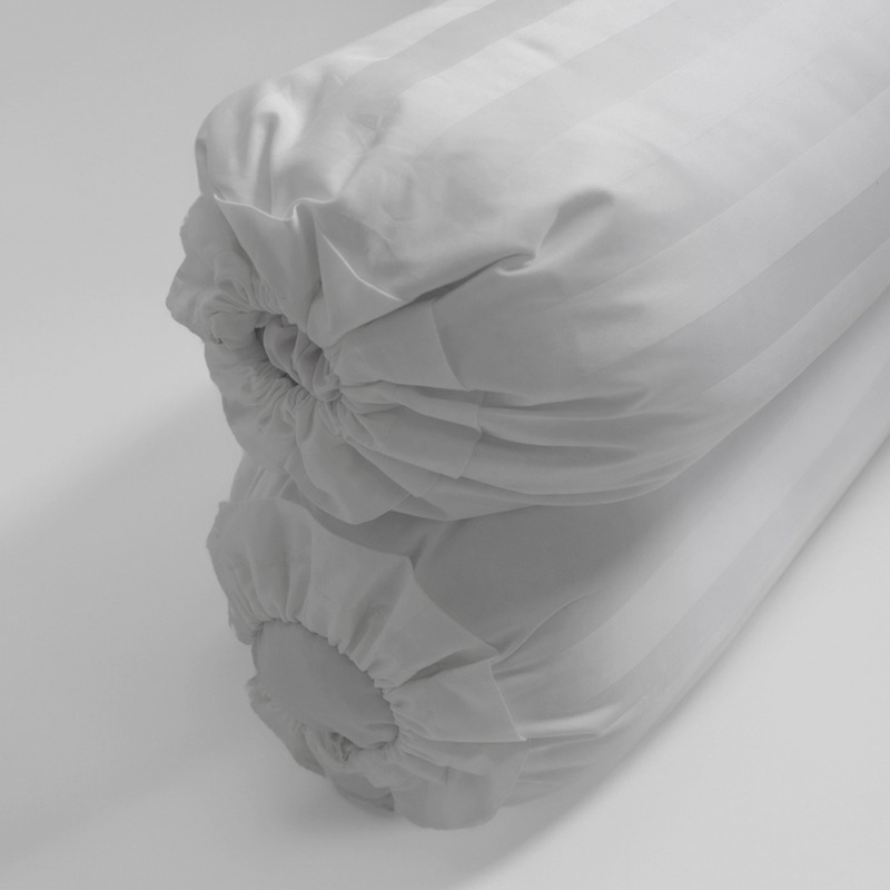 IndoLinen Set Bolster Case Standard 100% Cotton TC 300 Stripe 3cm White ...